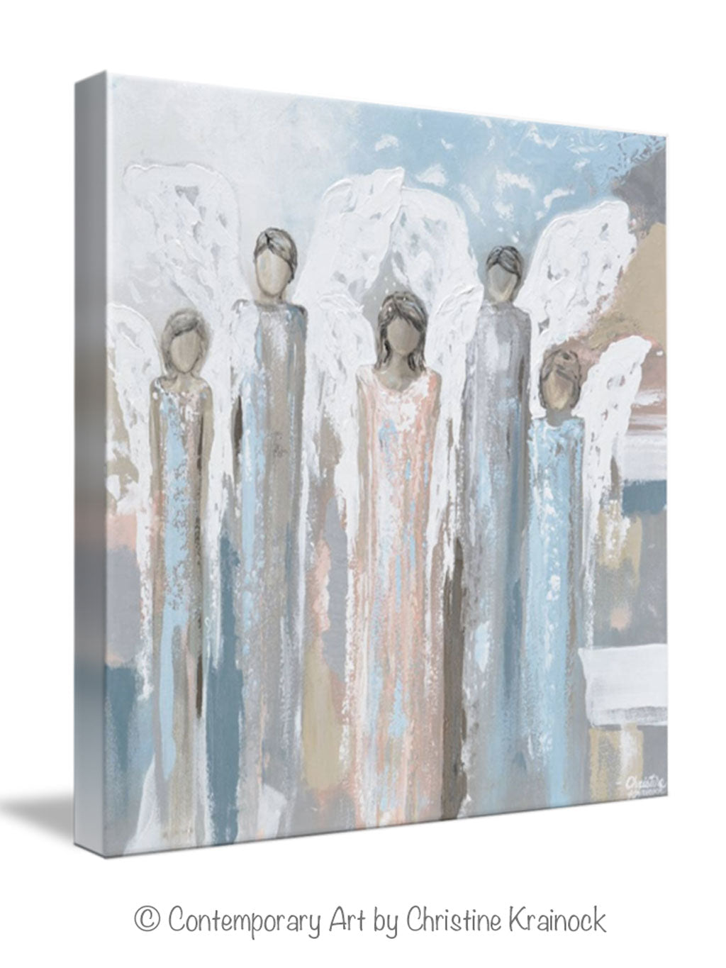 GICLEE PRINT Abstract Angel Painting 5 Guardian Angels Decor Wall Art ...