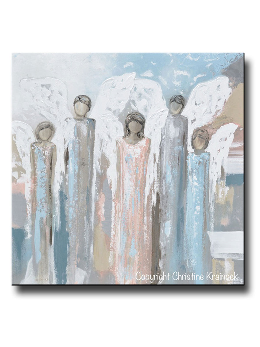 ORIGINAL Abstract Angel Painting 5 Guardian Angels Home Decor Wall Art ...