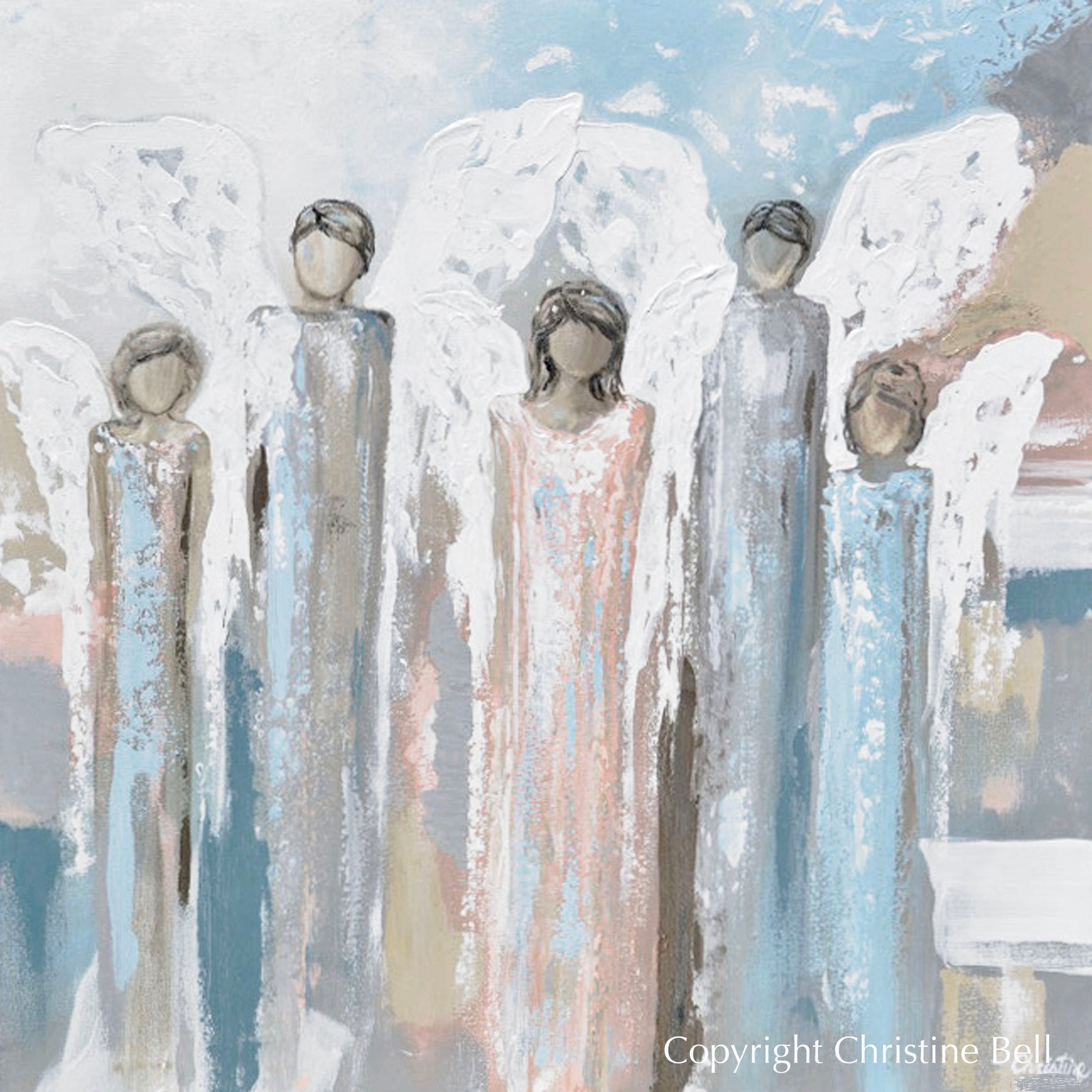 Angel Paintings abstract art guardian angels spiritual wall art decor ...