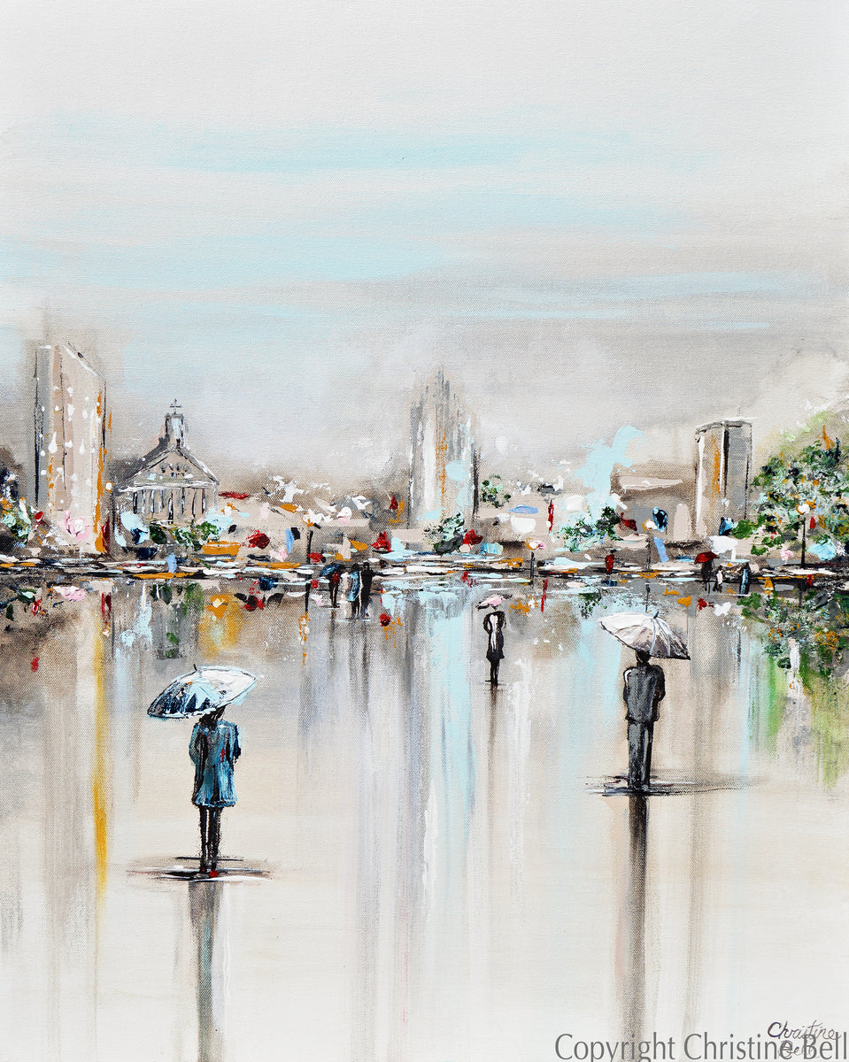 Acrylic Paintings Of Cityscapes ORIGINAL Art Abstract Painting Flower