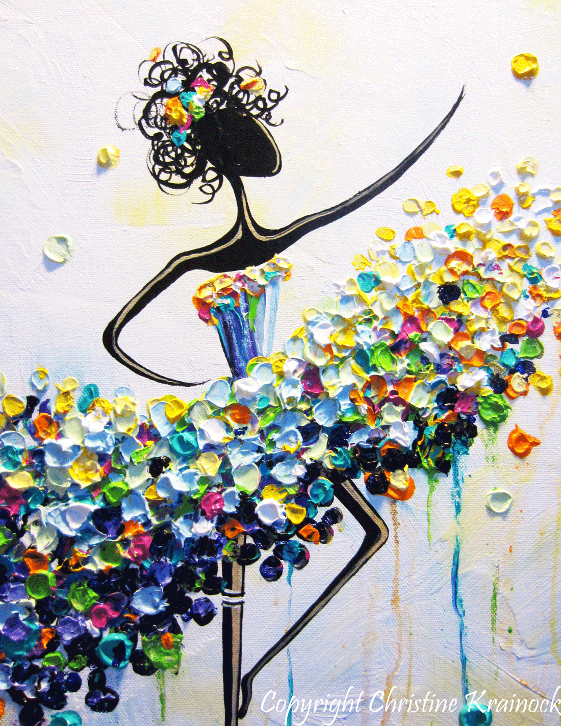 GICLEE PRINT Art Abstract Dancer Painting Aqua Blue CANVAS Prints Colo ...