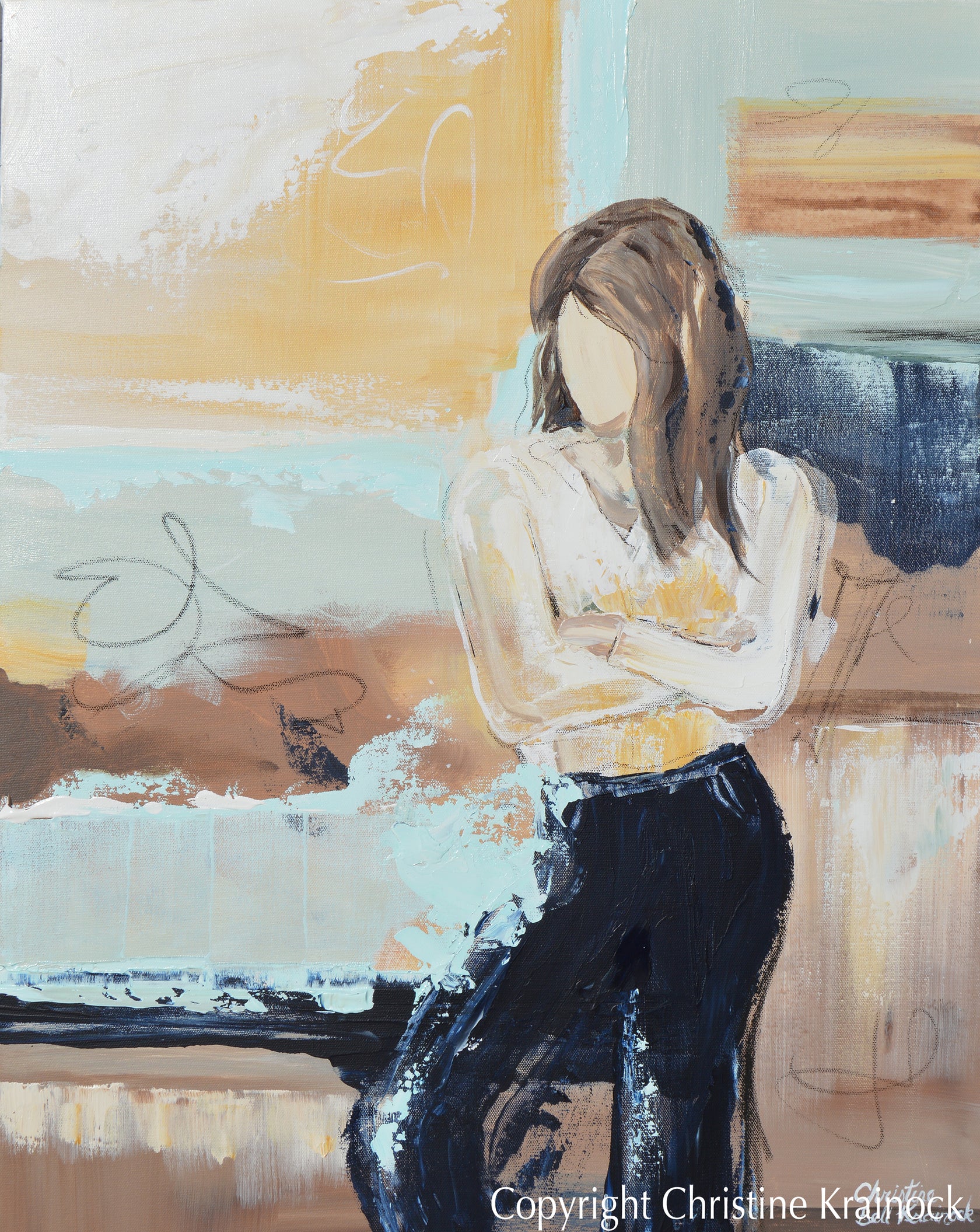 ORIGINAL Abstract Painting Figurative Girl Fierce Strong Woman Artwork ...