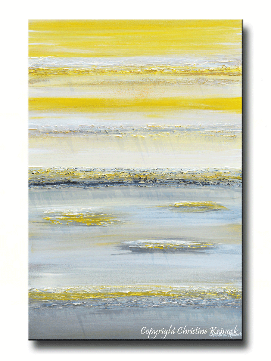 GICLEE PRINT Art Yellow Grey Abstract Painting Wall Art Modern Canvas ...