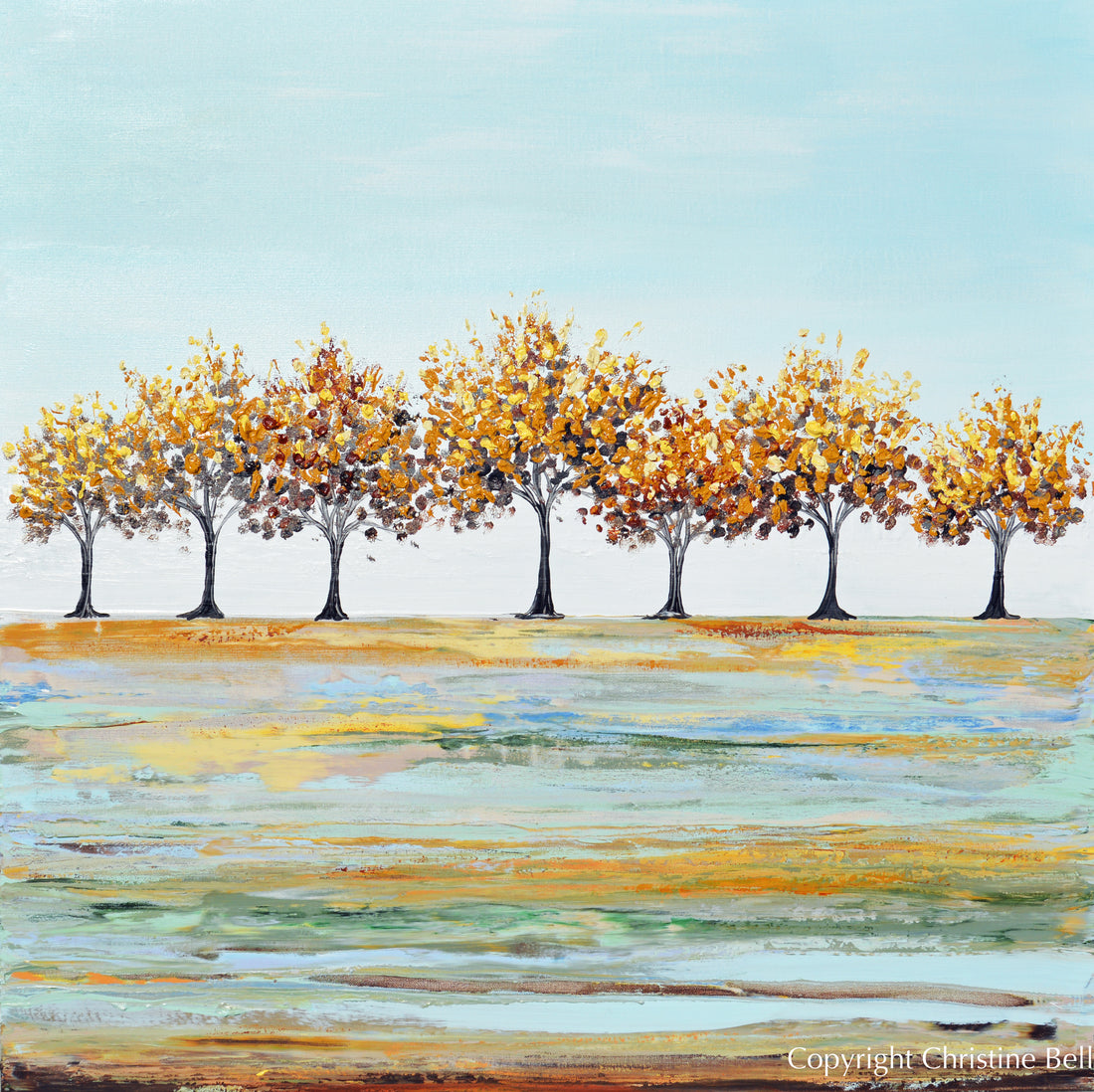ORIGINAL Art Abstract Painting Fall Trees Landscape Autumn Wall Art 36 ...