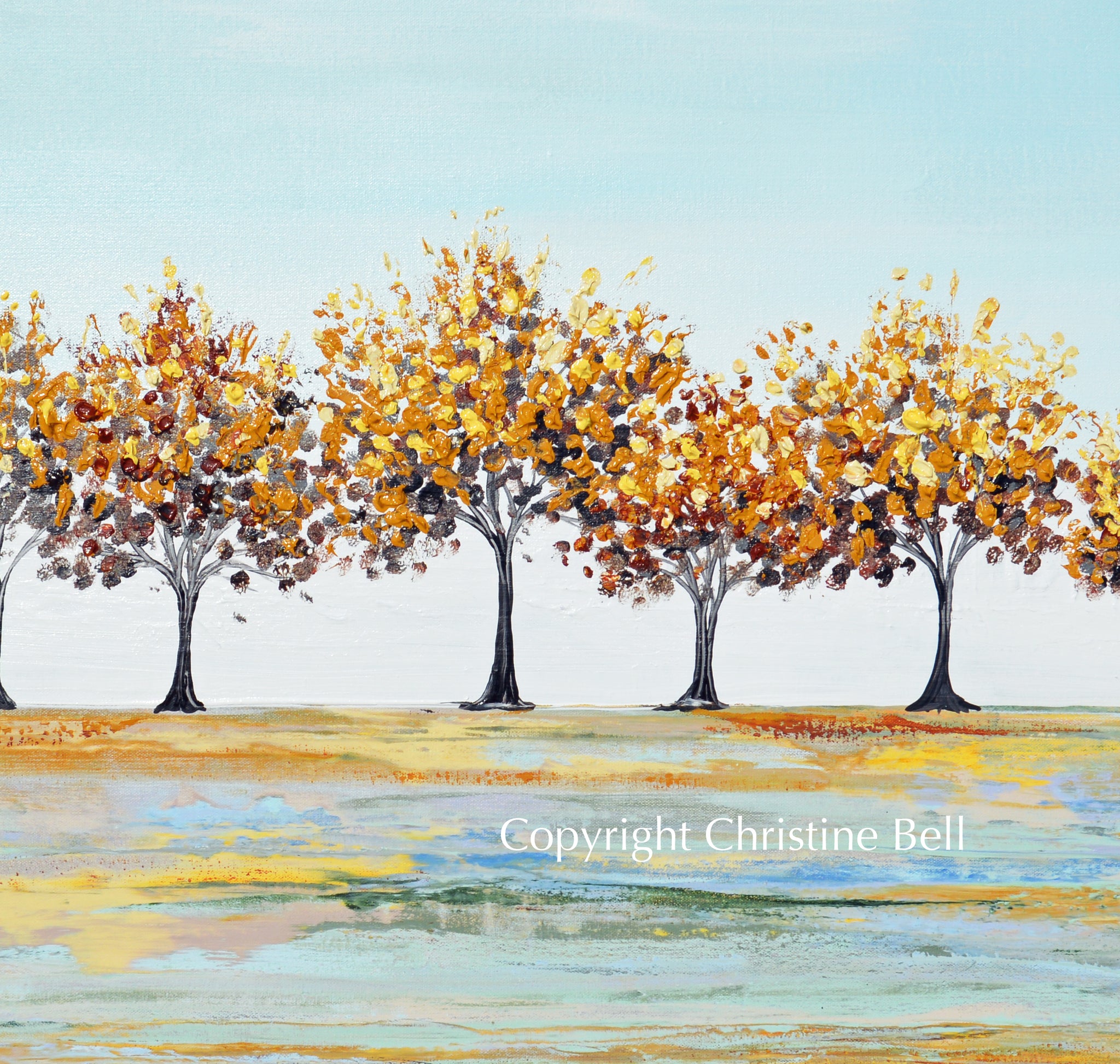 ORIGINAL Art Abstract Painting Fall Trees Landscape Autumn Wall Art 36 ...