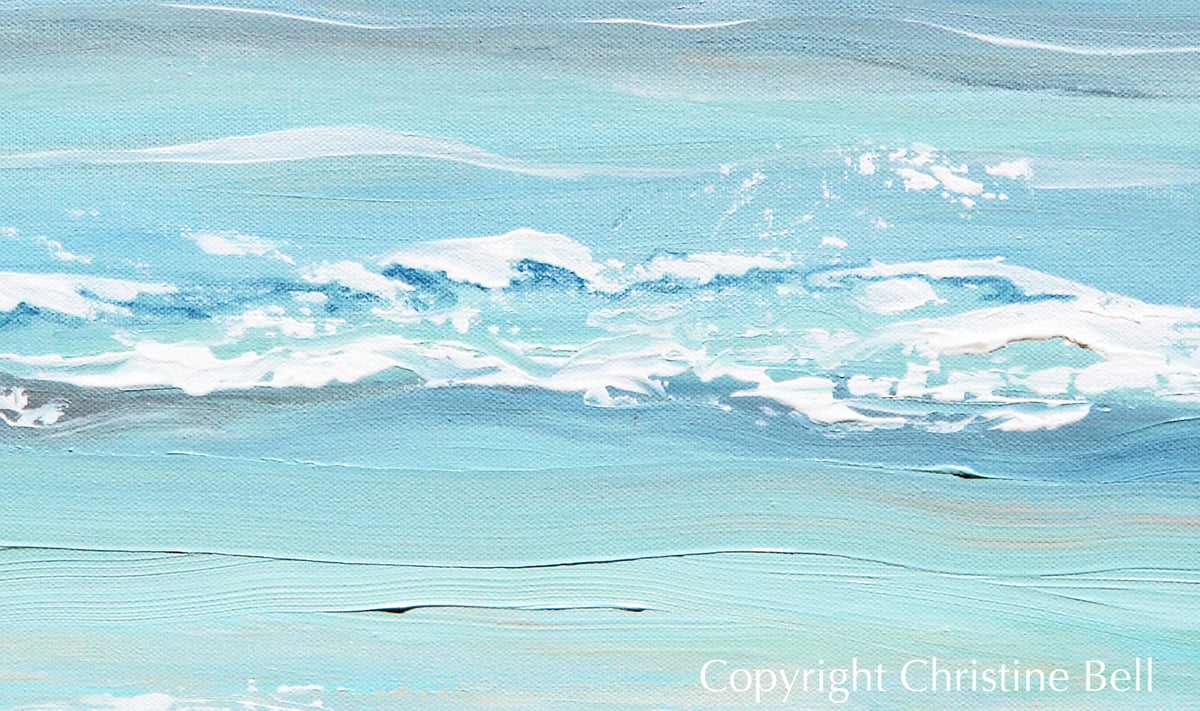 ORIGINAL Art Abstract Painting Aqua Blue Ocean Beach Coastal Decor ...