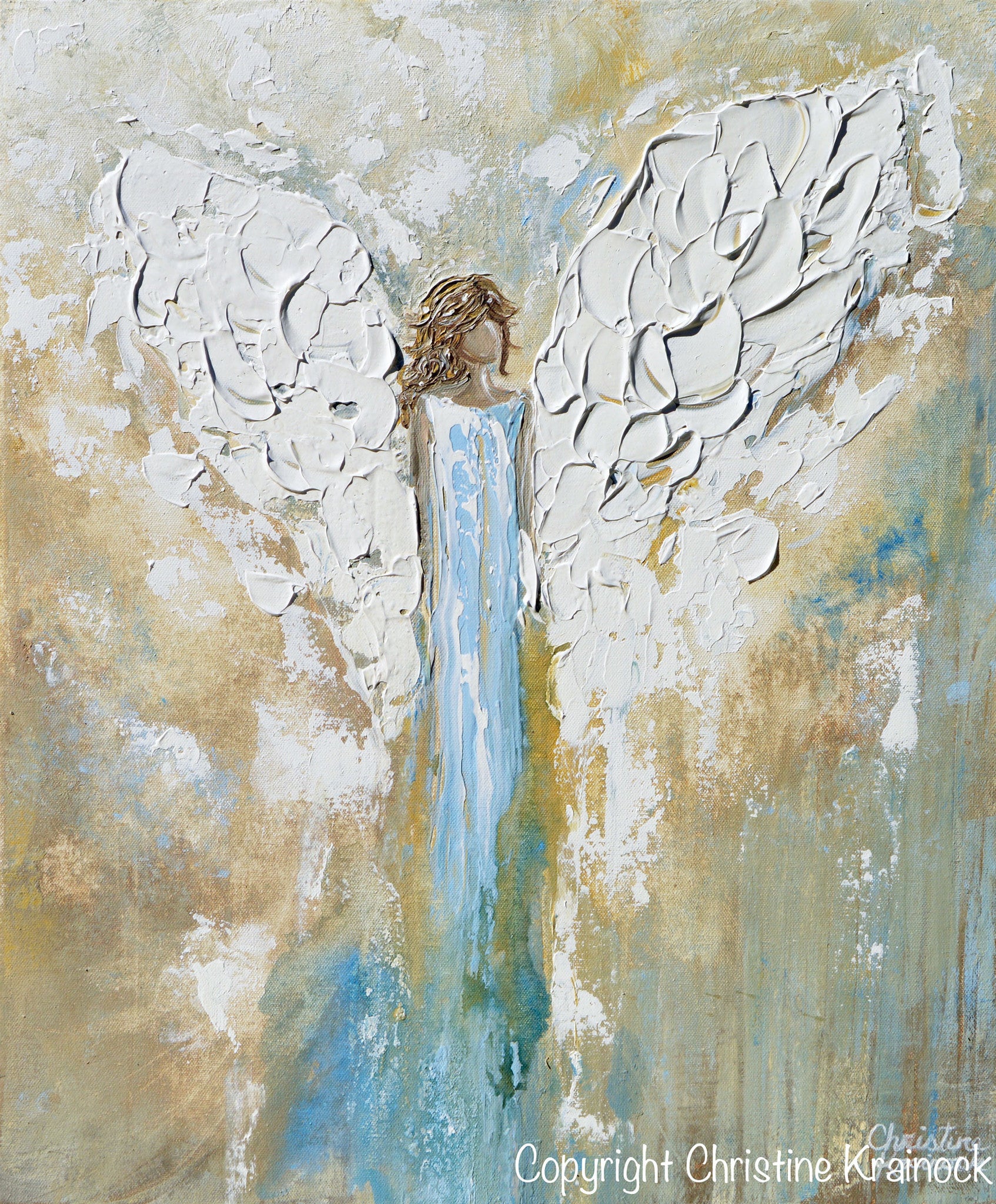 ORIGINAL Angel Painting Abstract Guardian Angel Inspirational Wall Art ...