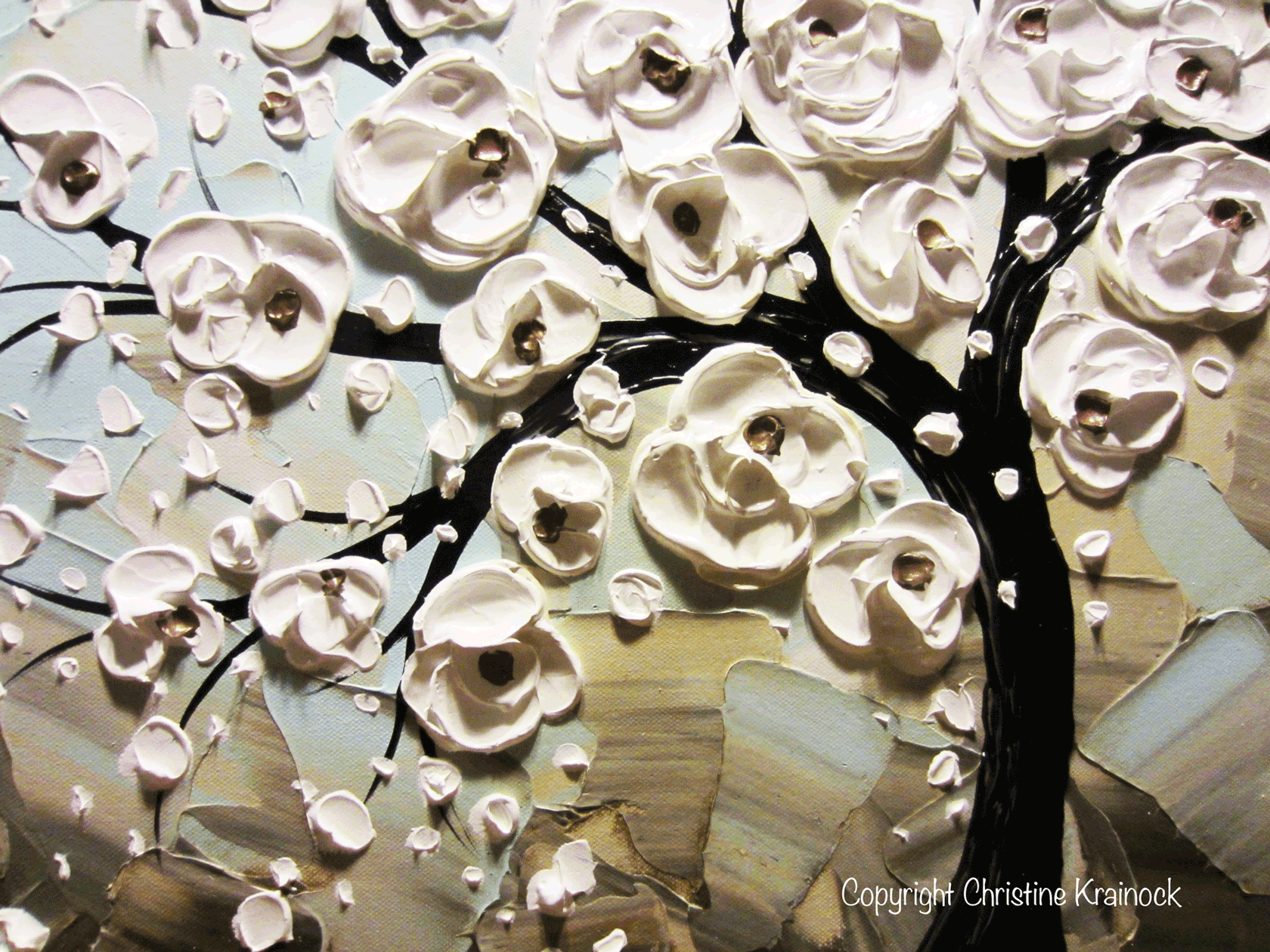 ORIGINAL Art Abstract Painting White Flowering Tree Che – Contemporary ...