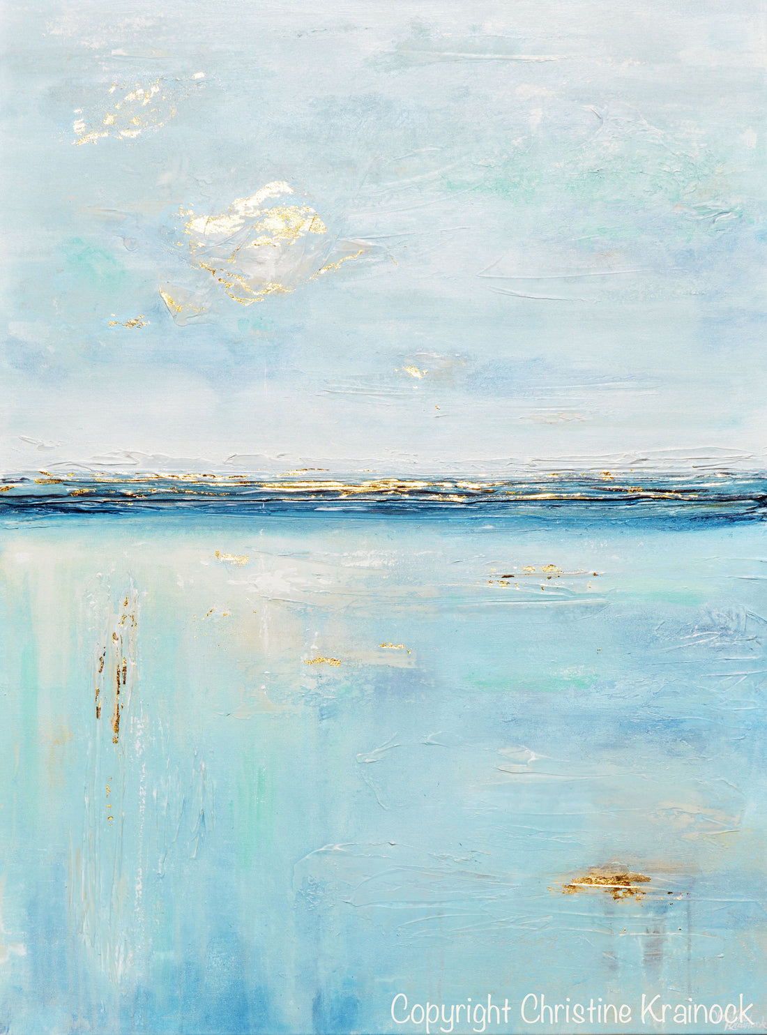 ORIGINAL Art Blue Abstract Painting Seascape Ocean Aqua Blue Textured ...