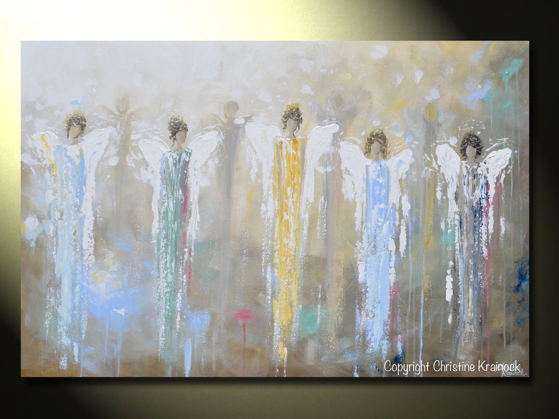 ORIGINAL Abstract Angels Painting Large Art Home Decor – Contemporary ...