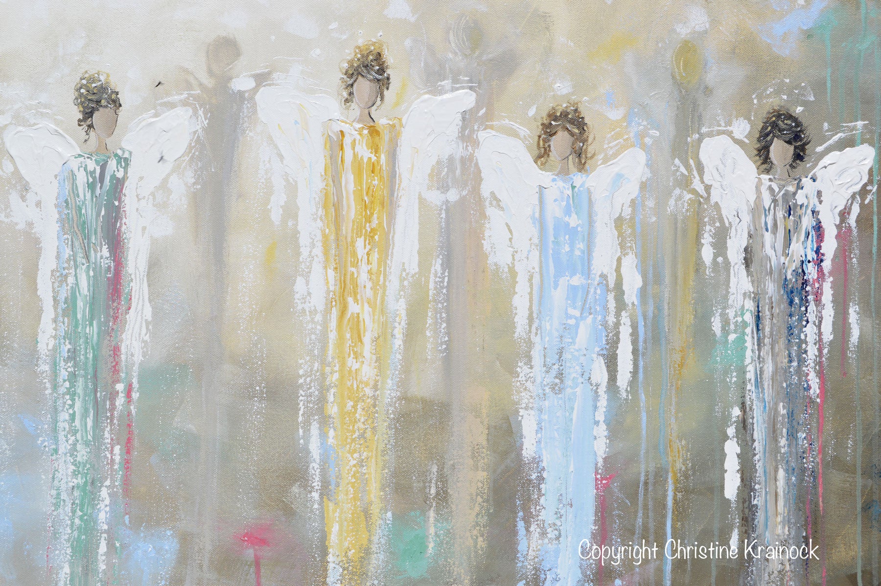 ORIGINAL Abstract Angels Painting Large Art Home Decor – Contemporary ...