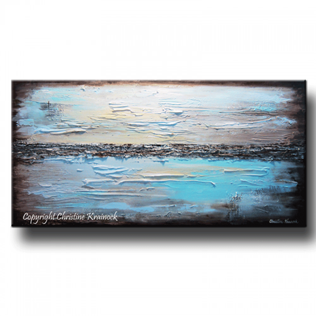 GICLEE PRINT Art Blue Abstract Painting Modern Coastal Canvas Prints U ...