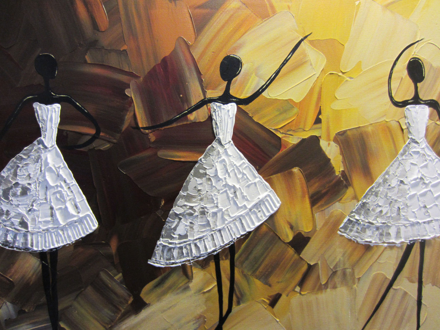 SOLD ORIGINAL Abstract Dancer Painting White Dress Ballet Dance Textur ...