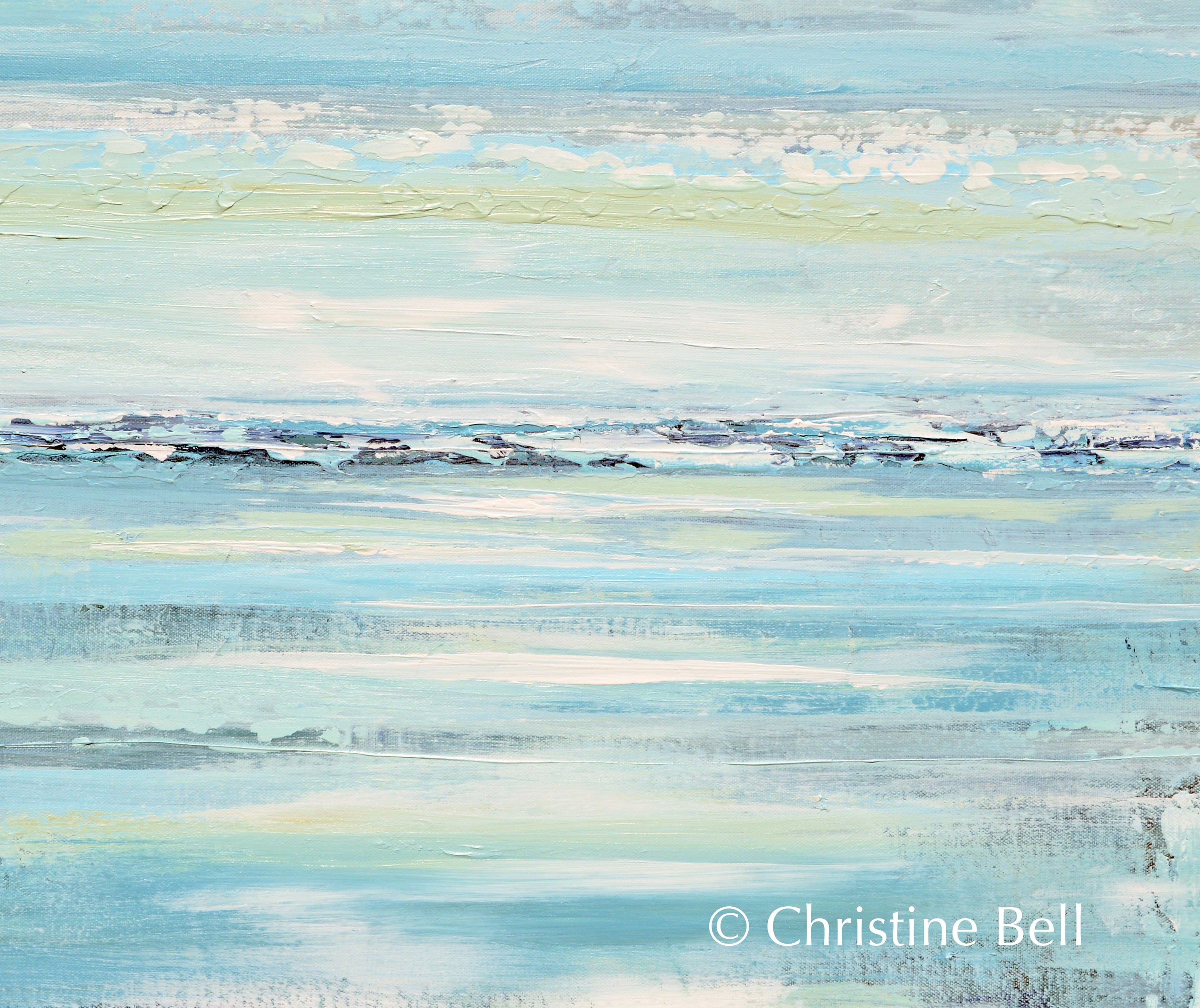 ORIGINAL Art Abstract Painting Aqua Blue Textured Beach Coastal Decor ...