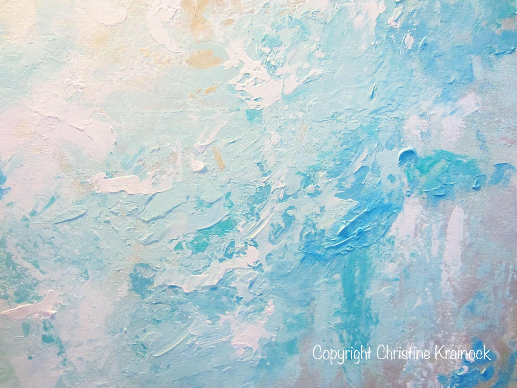 ORIGINAL Art Blue Abstract Painting Modern Coastal Aqua – Contemporary ...