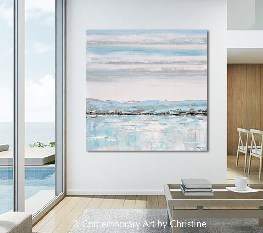 Giclee Print Art Abstract Painting Textured Coastal Blue White Decor ...